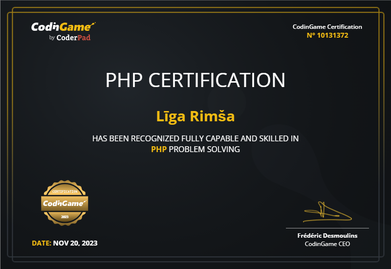CodinGame Certification