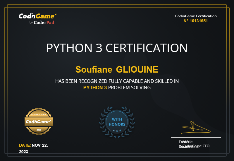 CodinGame Certification