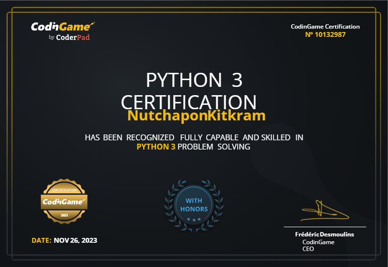 CodinGame Certification