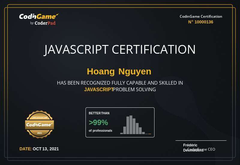 CodinGame Certification