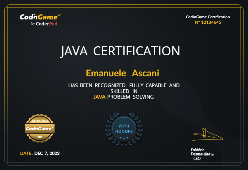CodinGame Certification