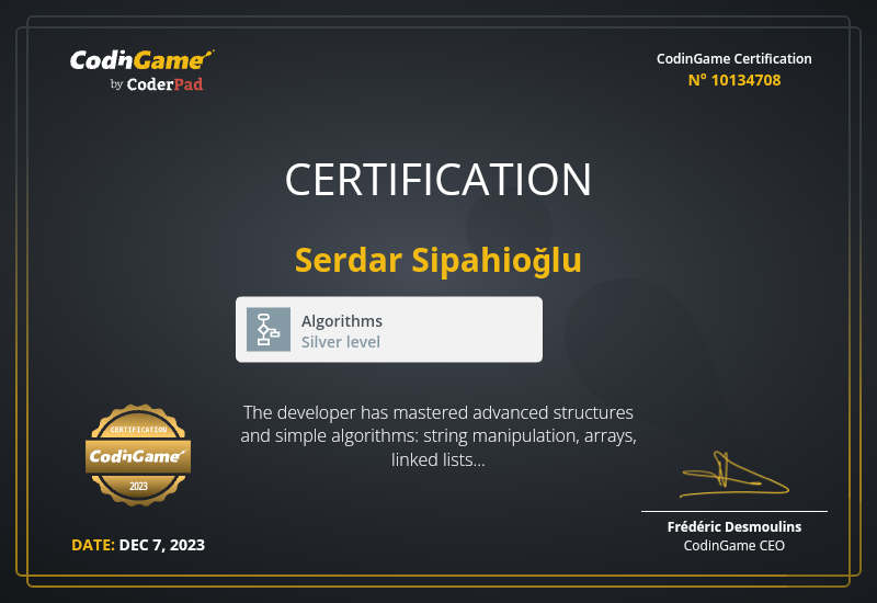 CodinGame Certification