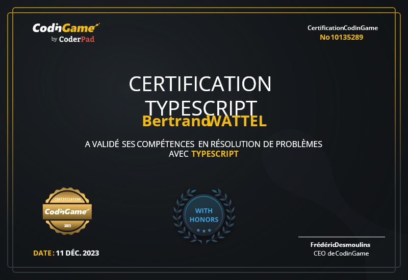 CodinGame Certification