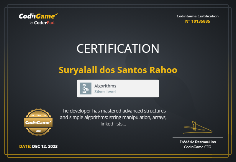 CodinGame Certification