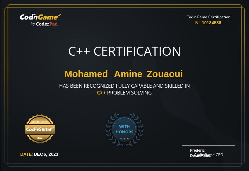 CodinGame Certification