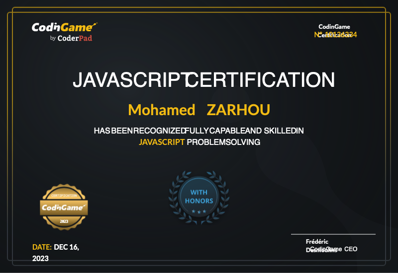 CodinGame Certification