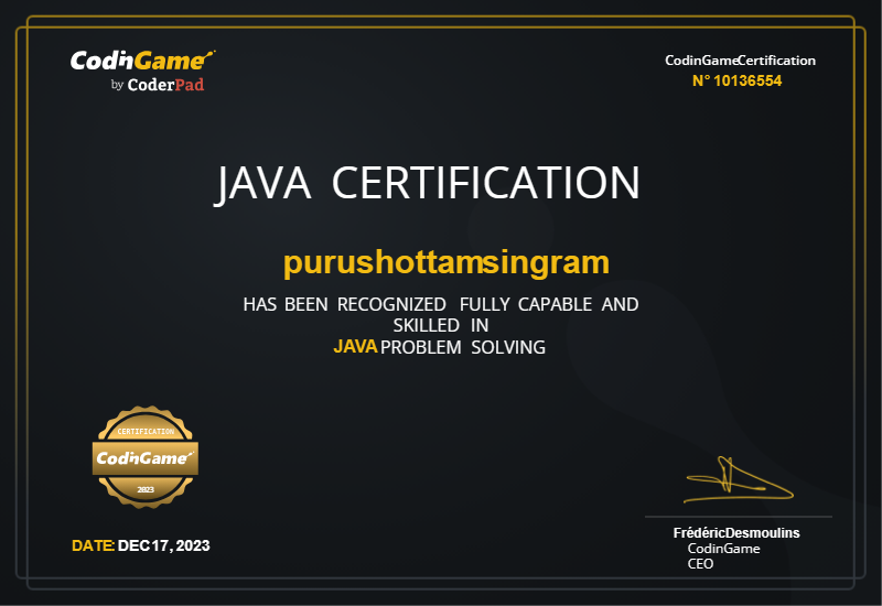 CodinGame Certification