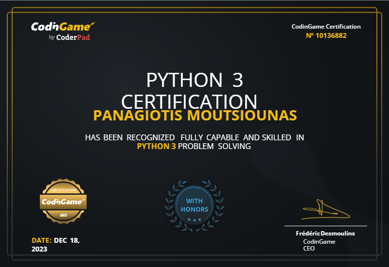 CodinGame Certification