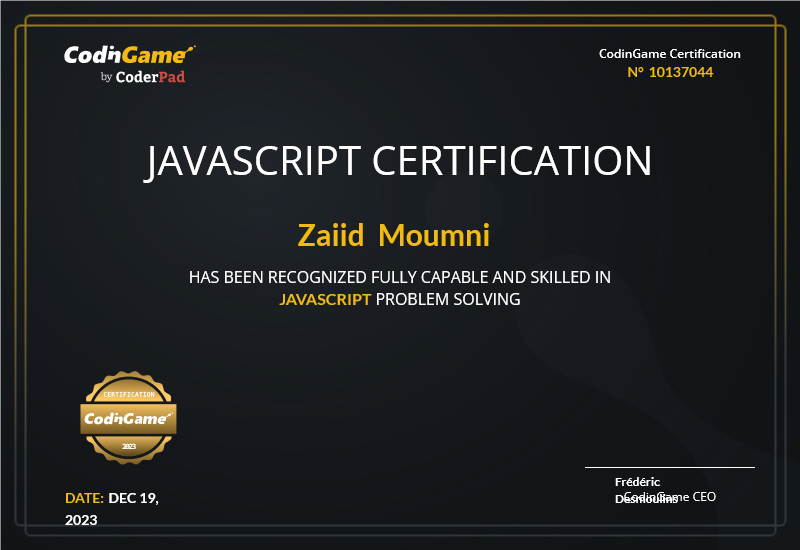 CodinGame Certification