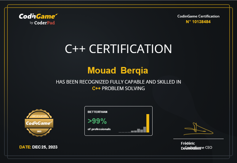 CodinGame Certification