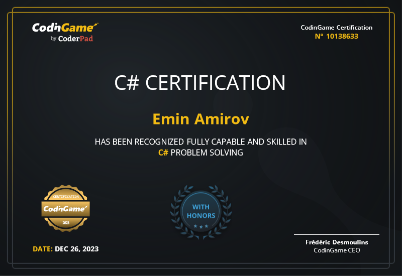Codingame Certification
