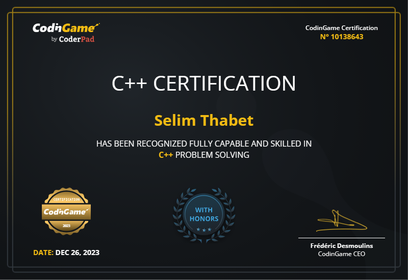 CodinGame Certification