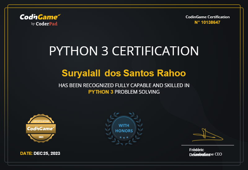 CodinGame Certification
