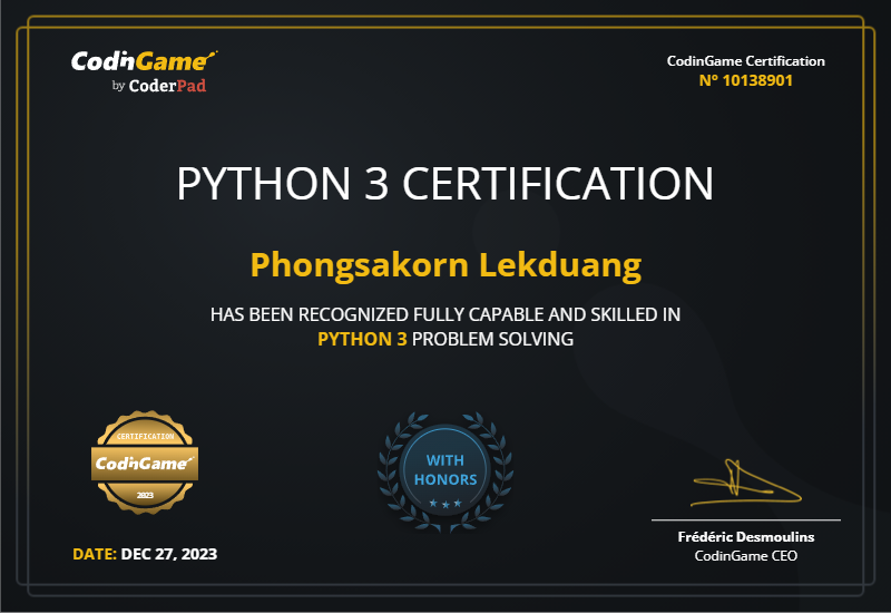 CodinGame Certification