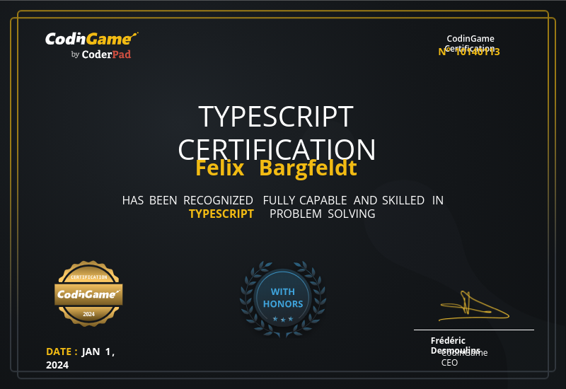 CodinGame Certification