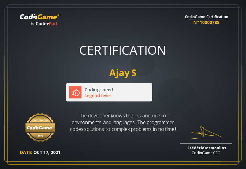 CodinGame Certification