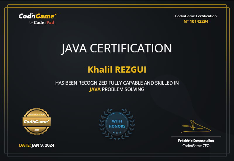 CodinGame Certification