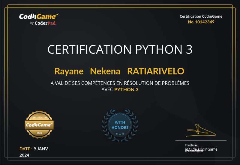 CodinGame Certification