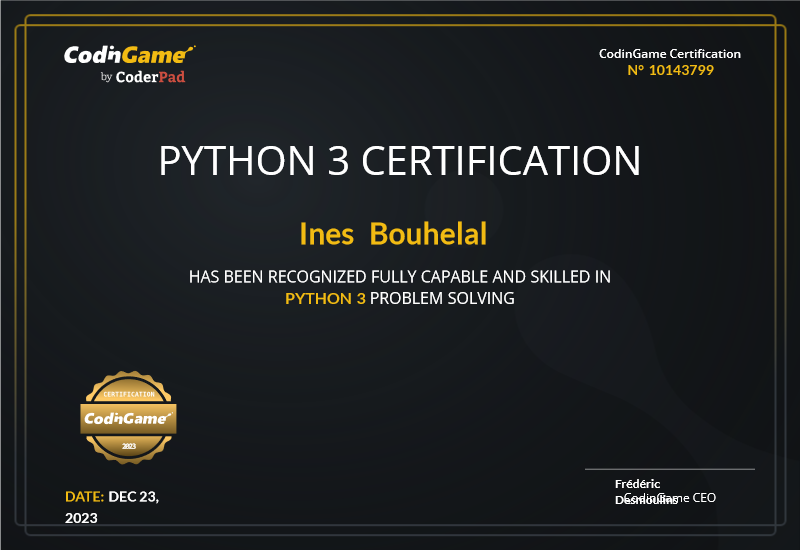 CodinGame Certification