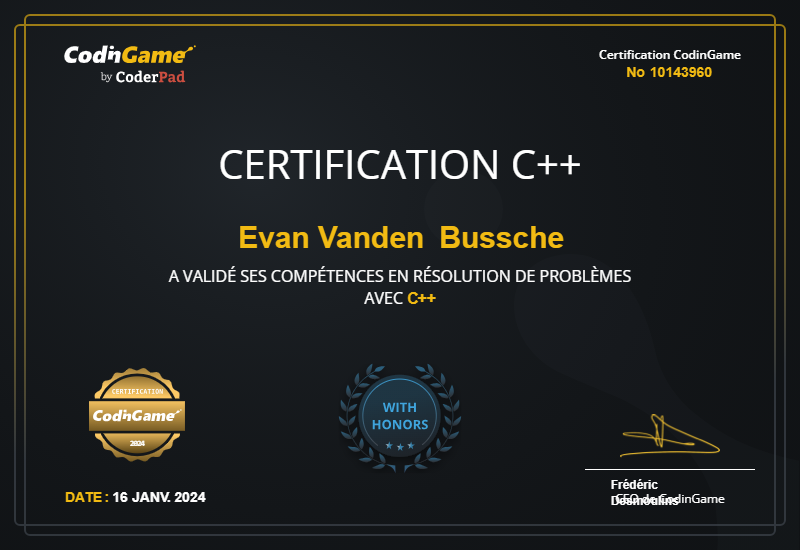 CodinGame Certification