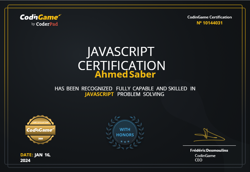CodinGame Certification