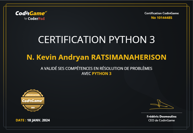 CodinGame Certification