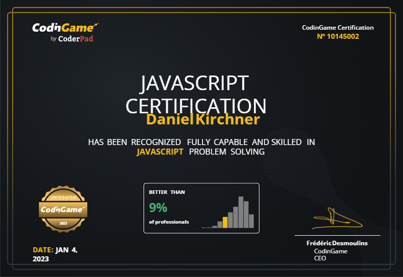 CodinGame Certification