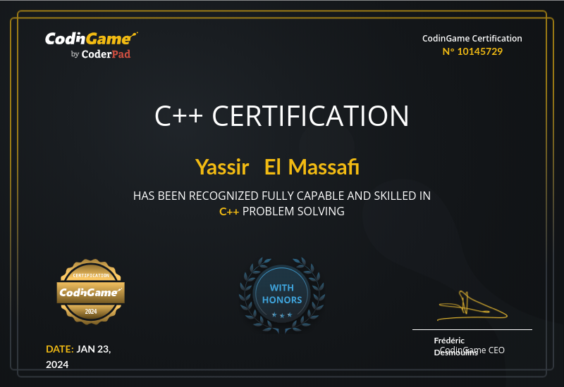 CodinGame Certification