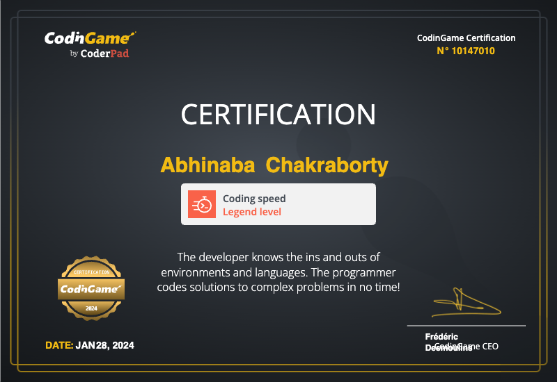 CodinGame Certification