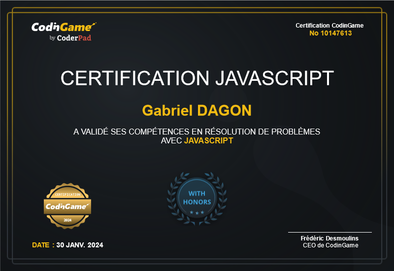 CodinGame Certification