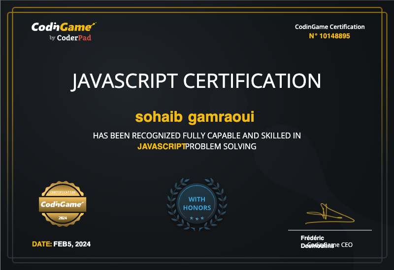 CodinGame Certification