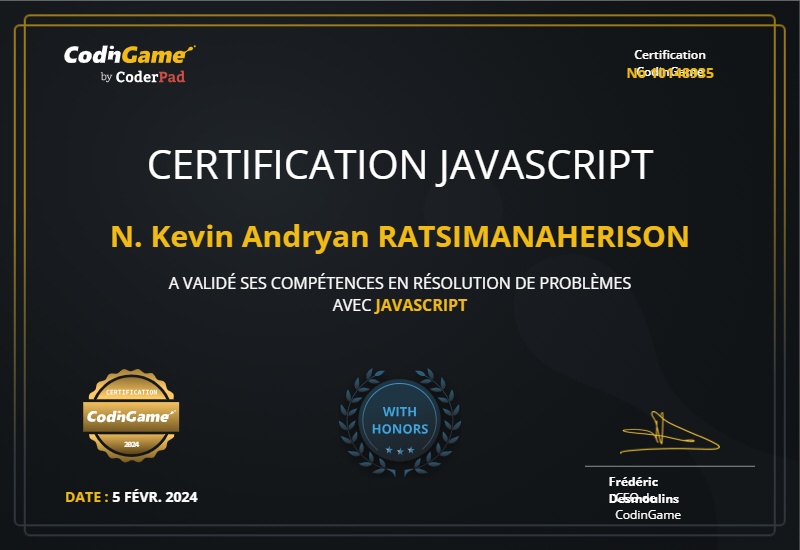 CodinGame Certification