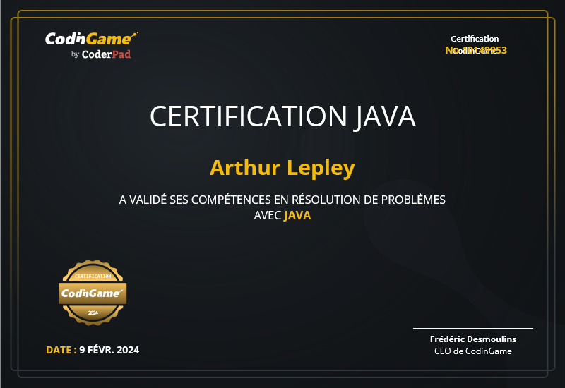 CodinGame Certification