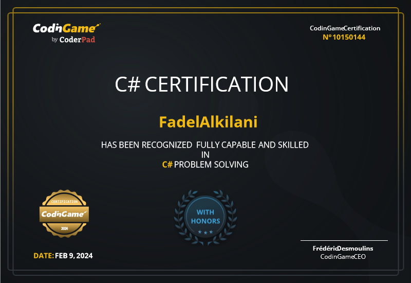 CodinGame Certification