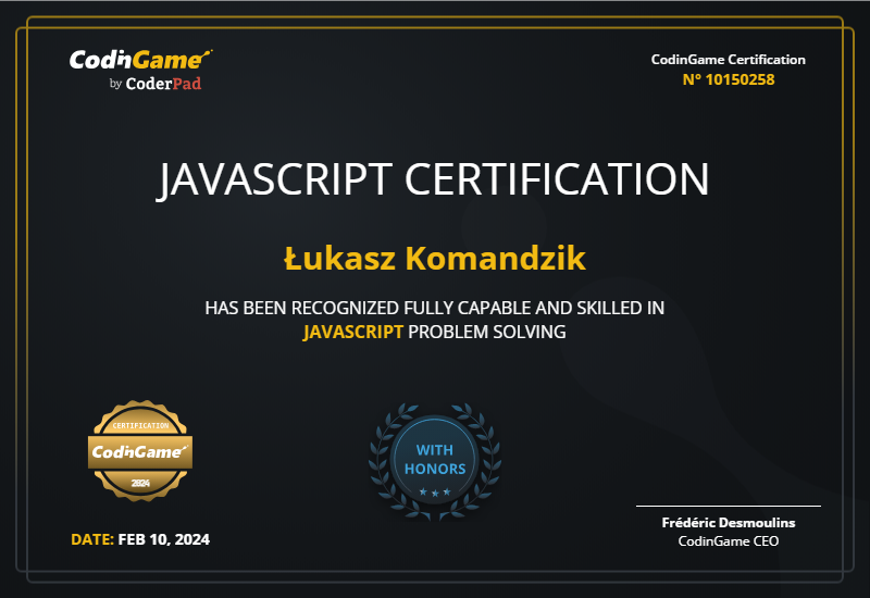 CodinGame Certification