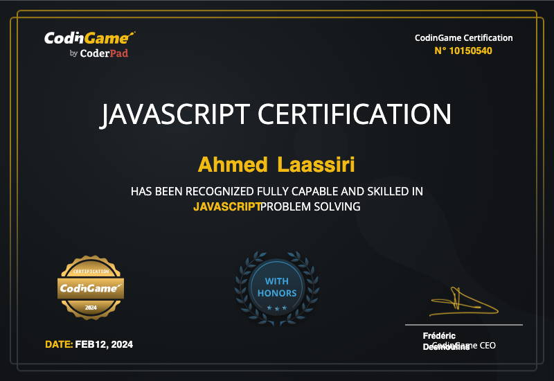 CodinGame Certification