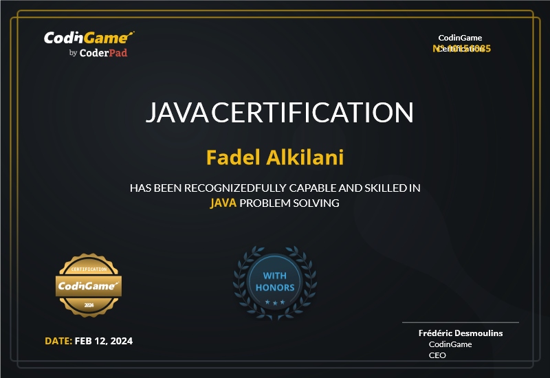 CodinGame Certification