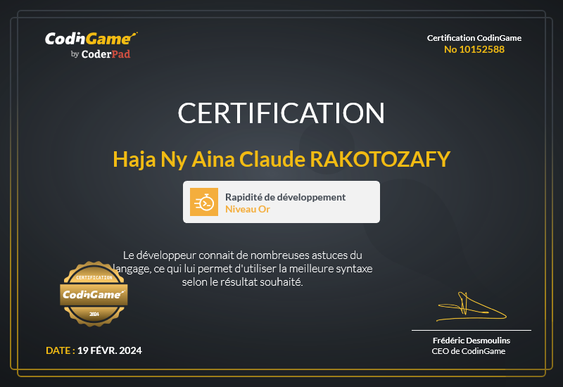 CodinGame Certification