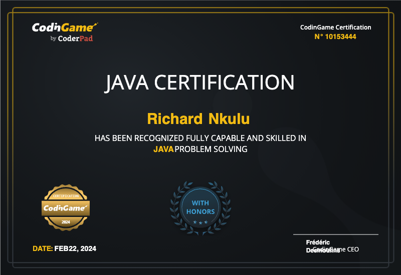 CodinGame Certification