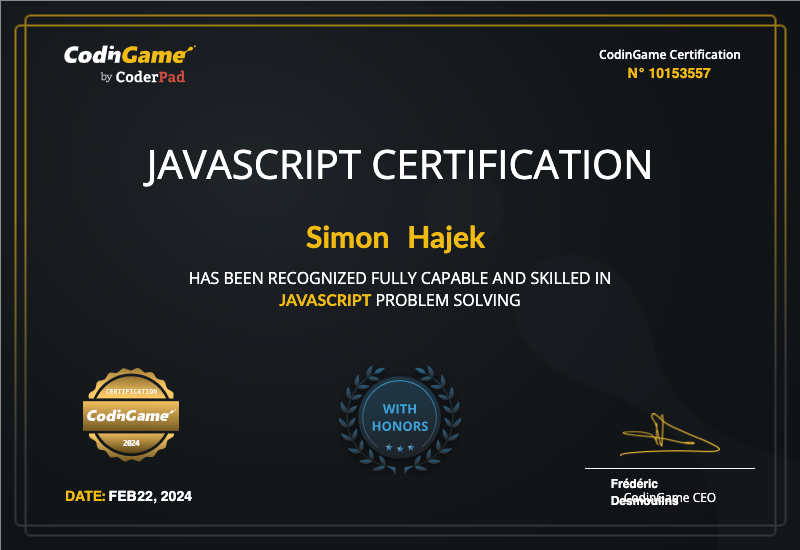 CodinGame Certification