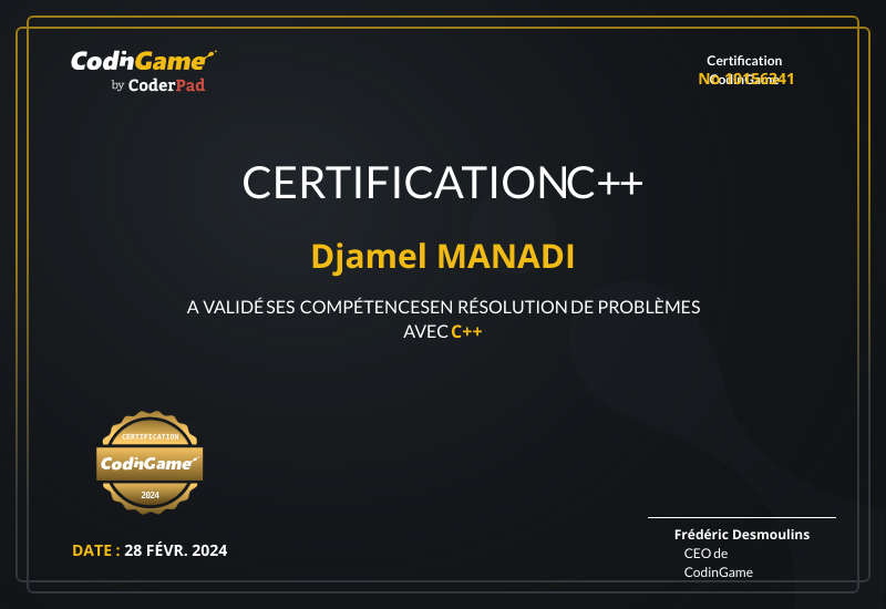 Codingame Certification
