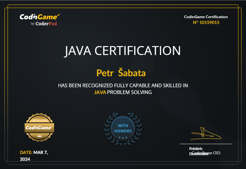 CodinGame Certification