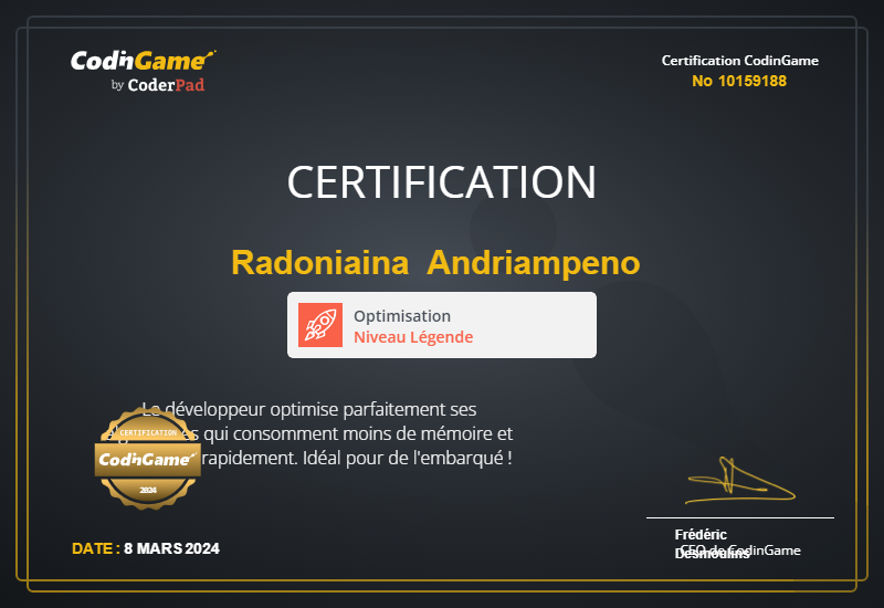 CodinGame Certification