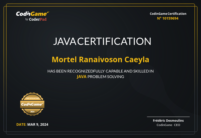 CodinGame Certification