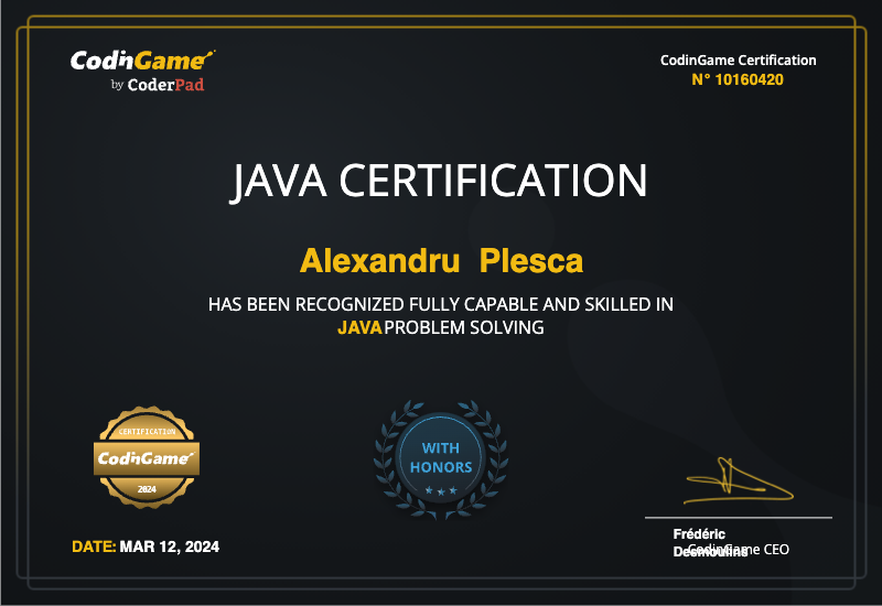 CodinGame Certification