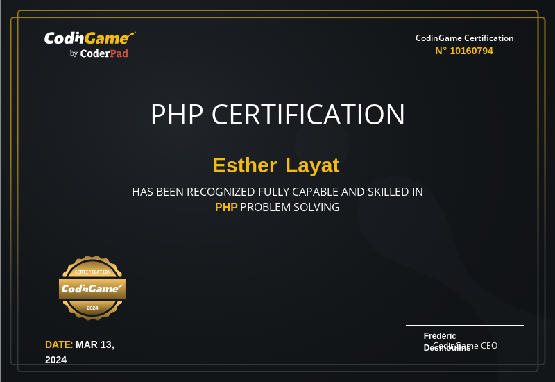 CodinGame Certification