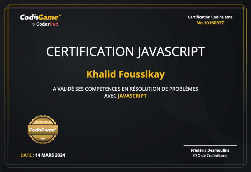 CodinGame Certification