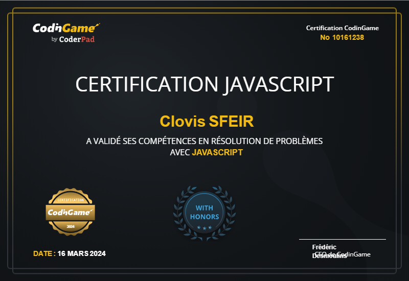 CodinGame Certification