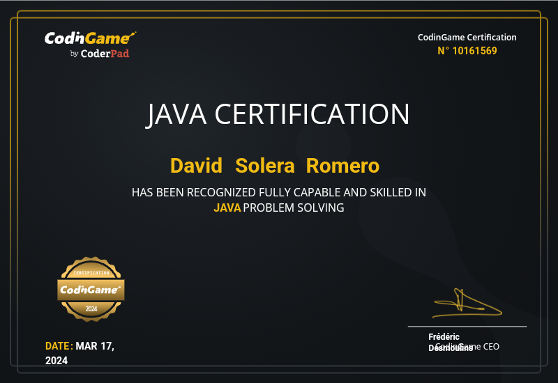 CodinGame Certification