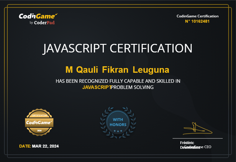 CodinGame Certification